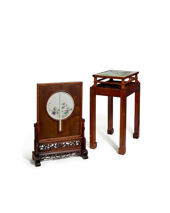 Bonhams : THREE RECTANGULAR FAMILLE-ROSE ENAMELED PORCELAIN PLAQUE ...