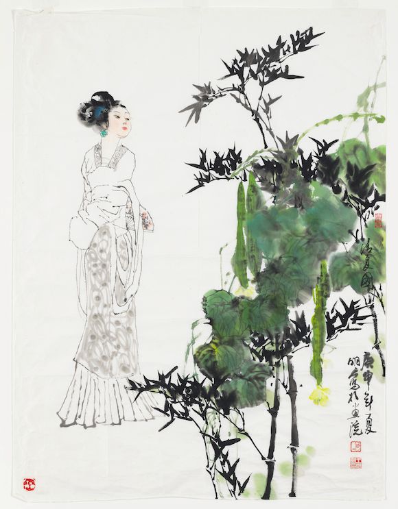 Bonhams : WANG MINGMING (b. 1952) Beauty and Bamboo, 1980