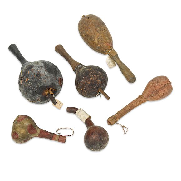 Bonhams : Six Native American rattles