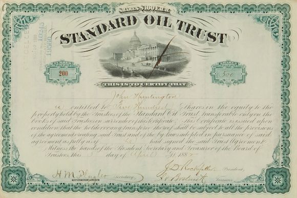 Bonhams : ROCKEFELLER SIGNED STANDARD OIL TRUST SHARE. ROCKEFELLER ...