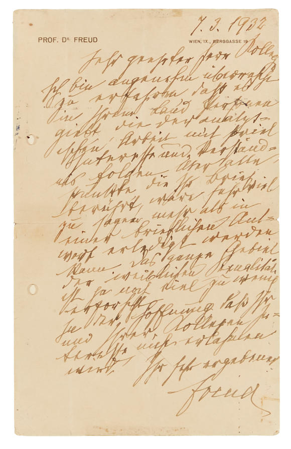 Bonhams Freud On Female Sexuality Freud Sigmund 1856 1939