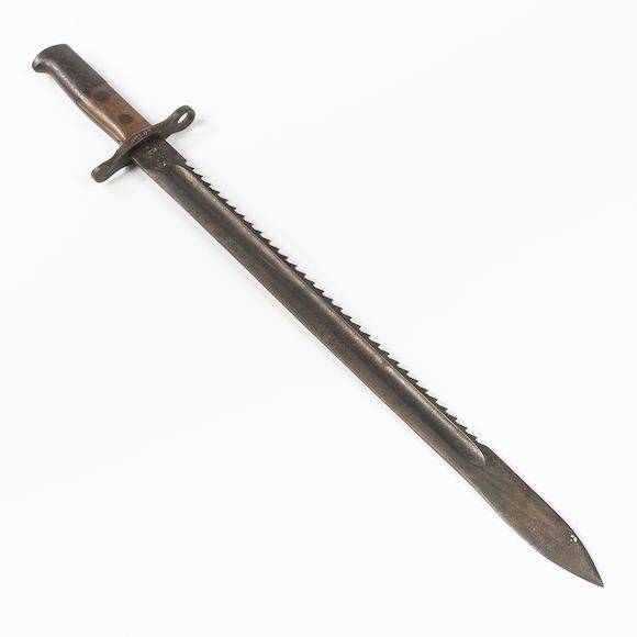 Bonhams Skinner : World War I Swiss Model 1914 Sawback Bayonet