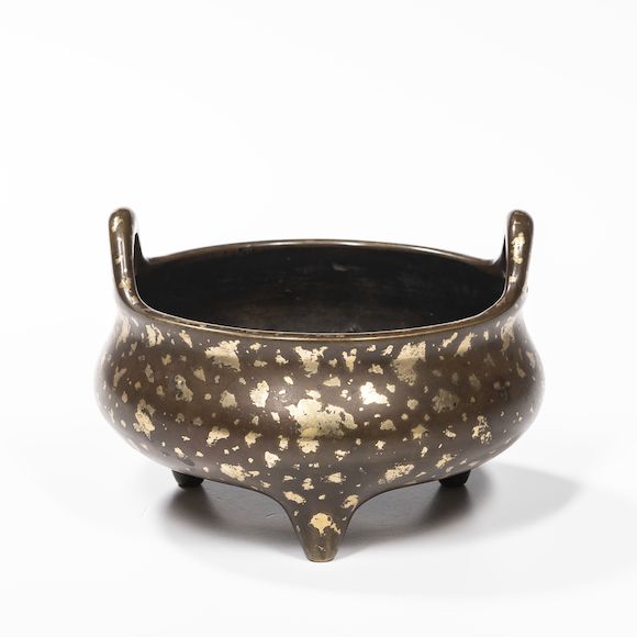 Bonhams Skinner : Gilt-splashed Bronze Tripod Censer