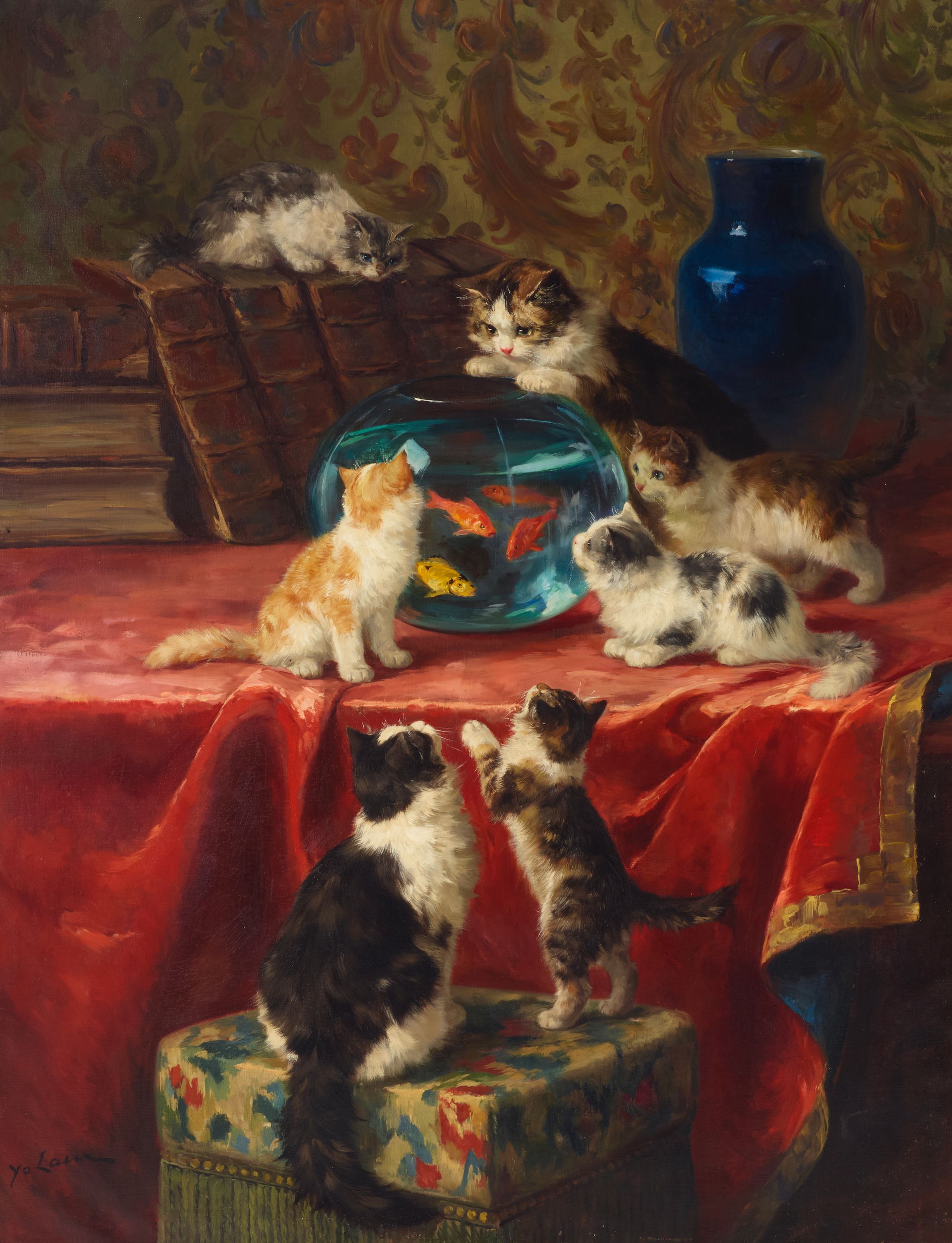Bonhams : Marie Yvonne Laur (French, 1879-1943) Curious cats and the ...