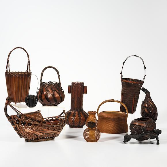 Bonhams Skinner Nine Woven Ikebana Baskets