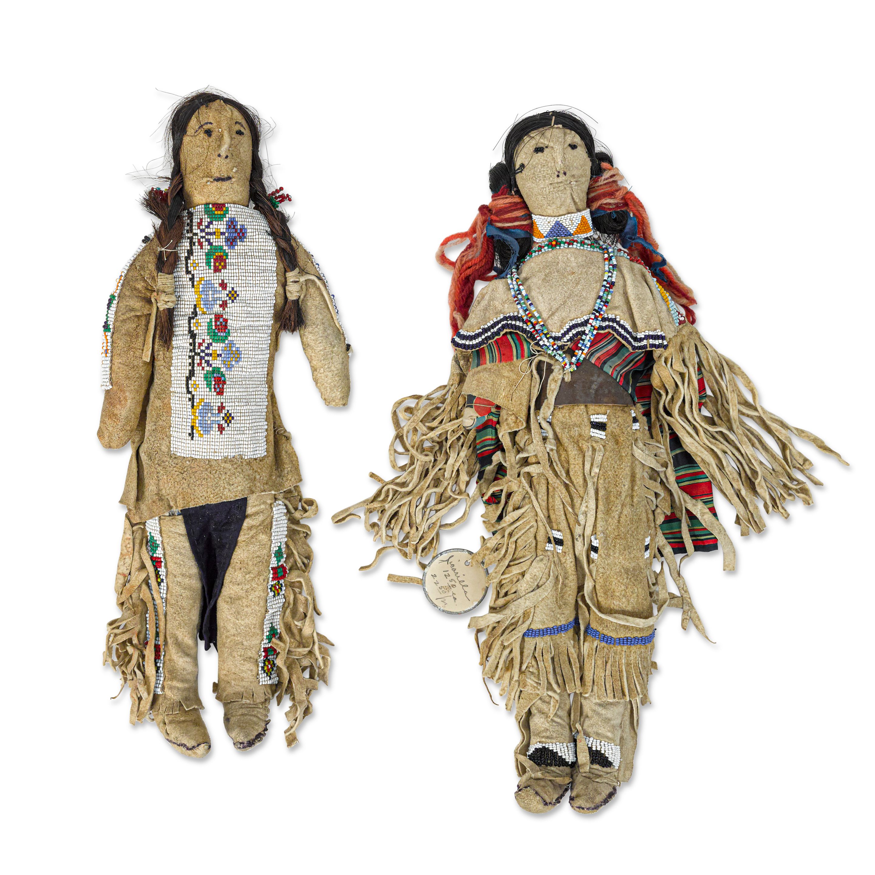Bonhams : A pair of Jicarilla Apache hide dolls