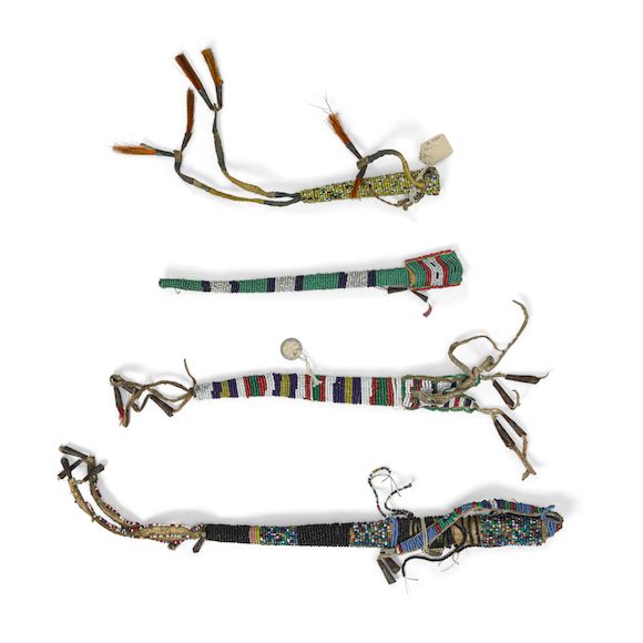 Bonhams : Four Lakota (Sioux) beaded awl cases