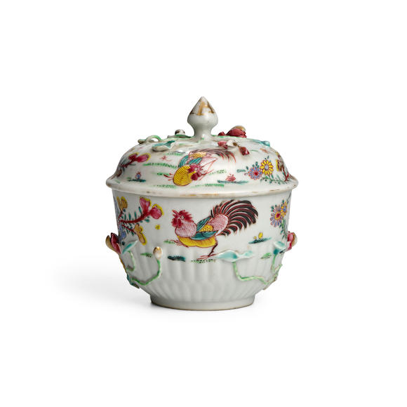 Bonhams An Early Famille Rose Relief Molded Deep Bowl And Cover