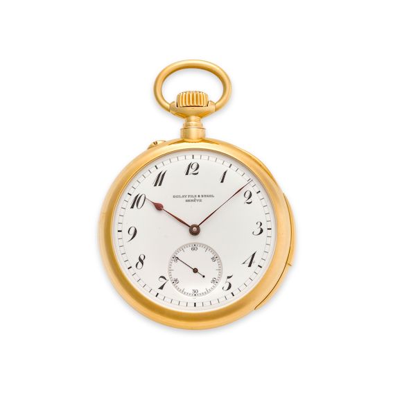 Bonhams : GOLAY FILS & STAHL, GENÈVE. A FINE 18K GOLD OPENFACE MINUTE ...