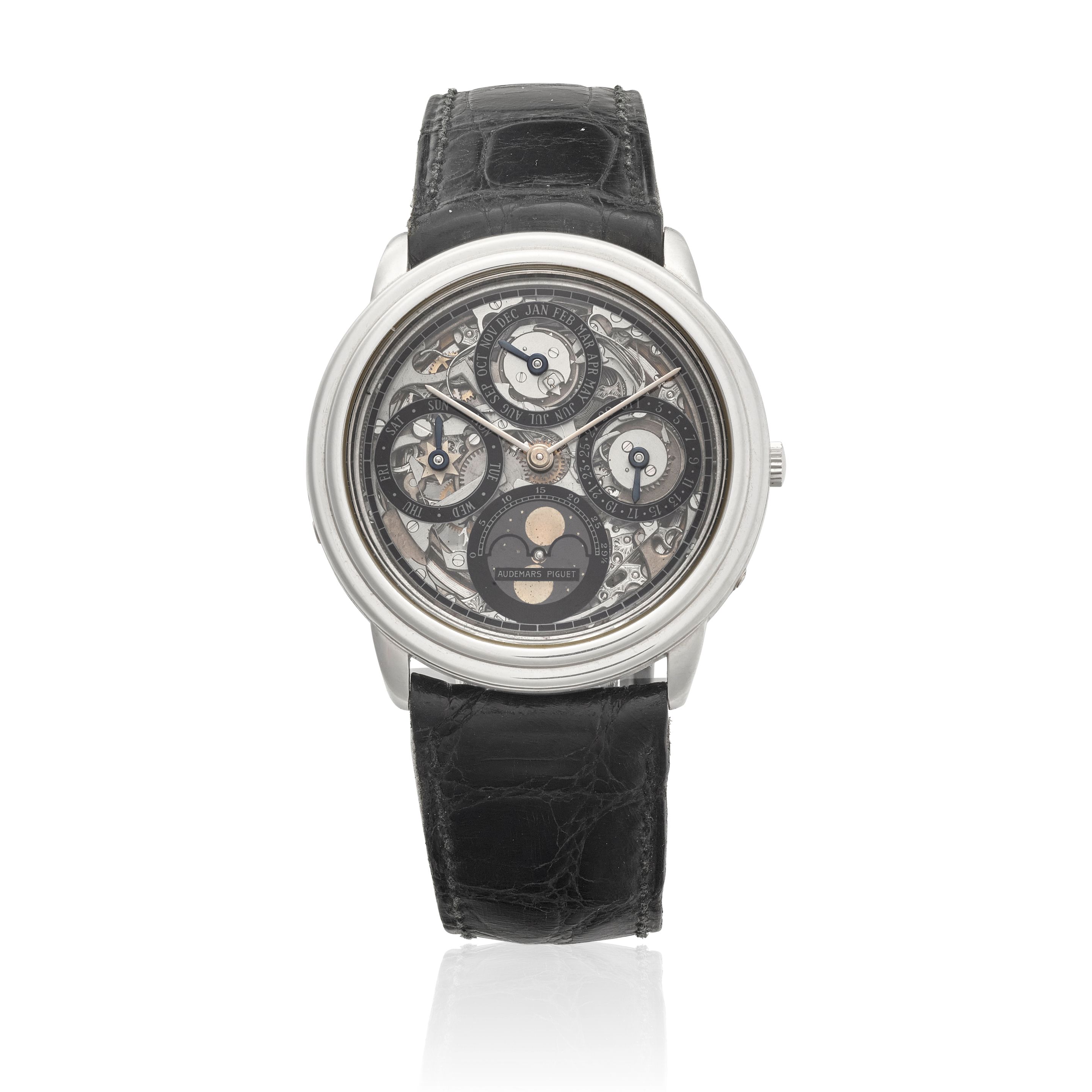 Bonhams : AUDEMARS PIGUET. AN EXQUISITE PLATINUM AUTOMATIC PERPETUAL ...
