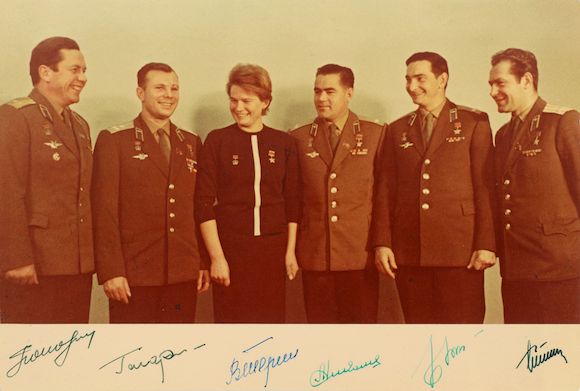 Bonhams : SOVIET SPACE PROGRAM SIGNED PHOTO OF THE FIRST SIX COSMONAUTS ...