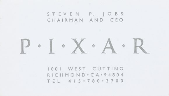 Bonhams : STEVE JOBS EARLY PIXAR BUSINESS CARD Printed and embossed ...