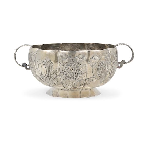 Bonhams : A MEXICAN STERLING SILVER INCISED GADROONED TWO-HANDLED ...