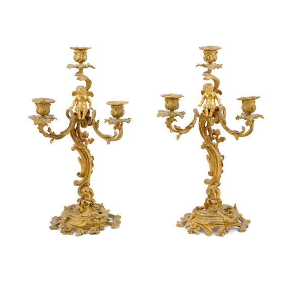 Bonhams A Pair Of Louis Xv Style Gilt Bronze Three Light