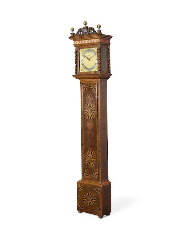 Bonhams : A LATE 17TH CENTURY FAN INLAID OYSTER PARQUETRY LONGCASE ...