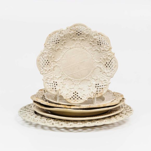 Bonhams Skinner : Six English Saltglazed stoneware Press-molded Dishes