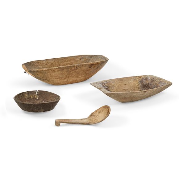 Bonhams : Three Haudenosaunee (Iroquois) wood bowls and a ladle