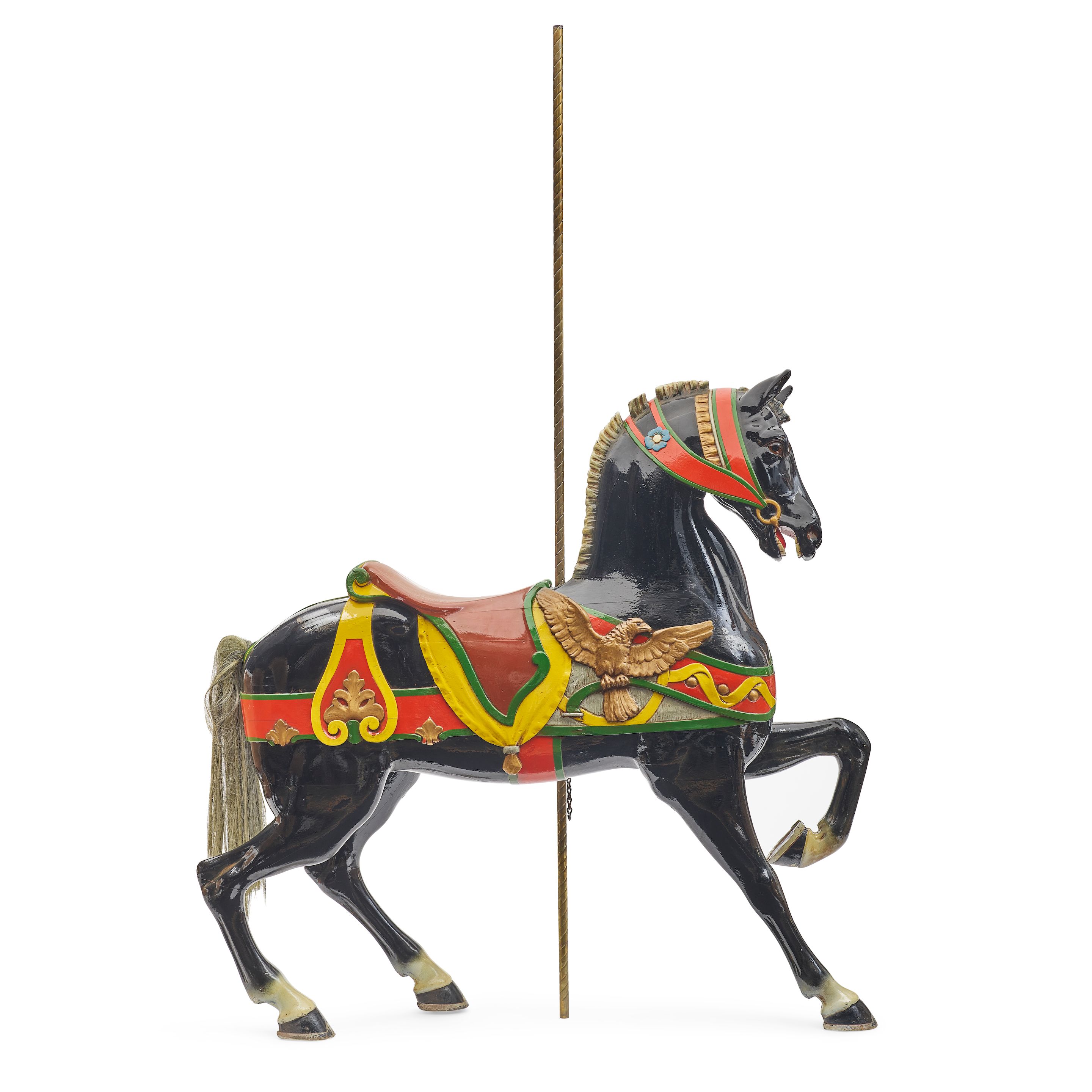 Bonhams : A CARVED AND PAINTED STANDING CAROUSEL HORSEAttributed to the ...