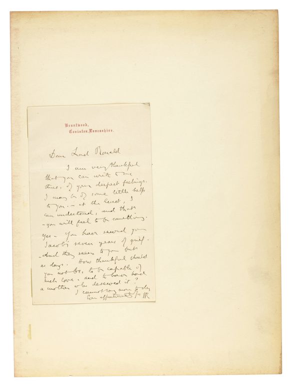 Bonhams : RUSKIN, JOHN. 1819-1900. Autograph Letter Signed with ...
