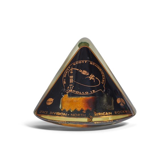 Bonhams : APOLLO 9 FLOWN HEAT SHIELD PLUG ENCASED IN COMMAND MODULE ...