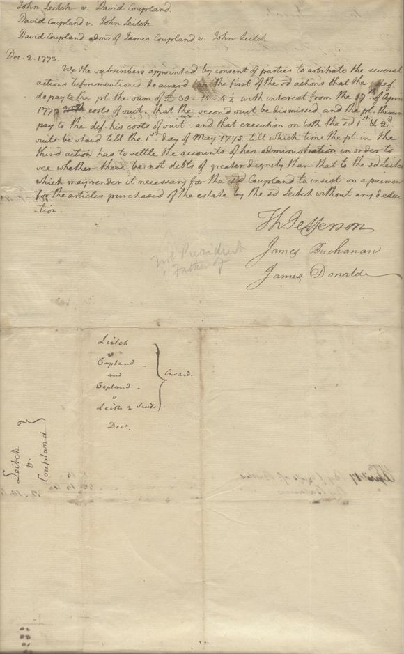 Bonhams : EARLY THOMAS JEFFERSON DOCUMENT SIGNED. JEFFERSON, THOMAS. 1743-1826. Autograph ...