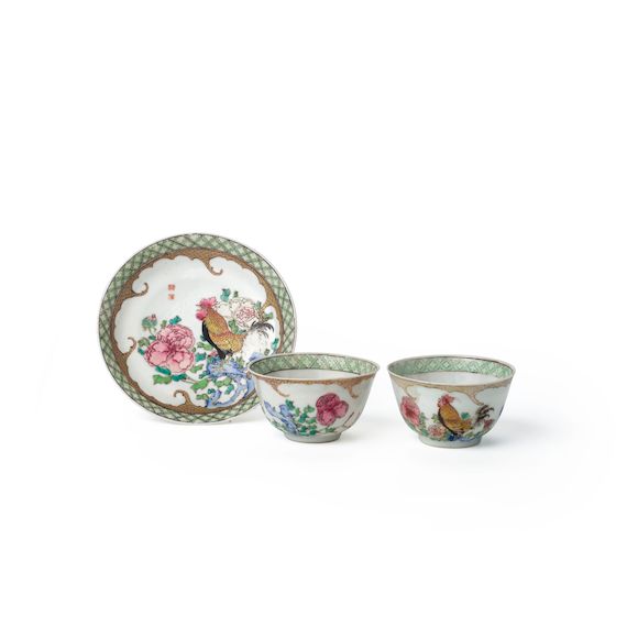 Bonhams : TWO EXTREMELY RARE SIGNED EARLY FAMILLE ROSE SEMI-EGGSHELL ...