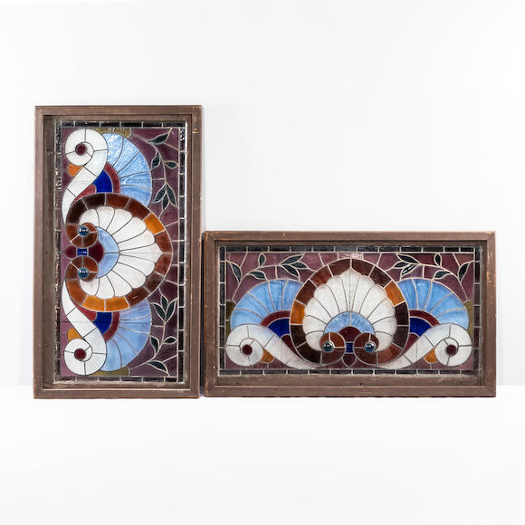 Bonhams Skinner Pair Of Stained Glass Window Panels