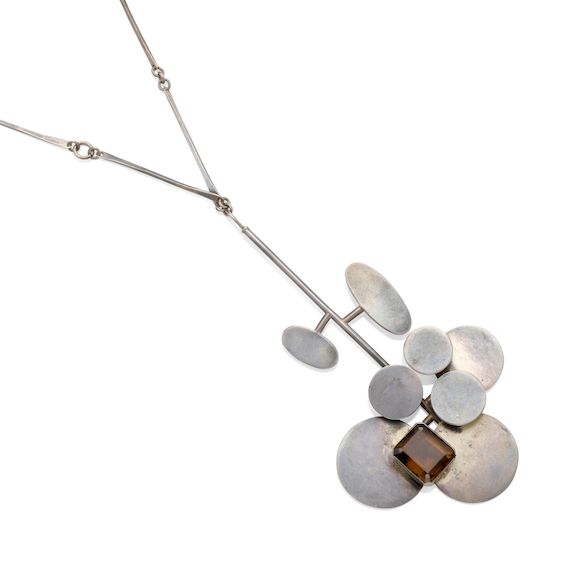 Bonhams : RACHEL GERA A SILVER AND SMOKY QUARTZ NECKLACE, ISRAEL