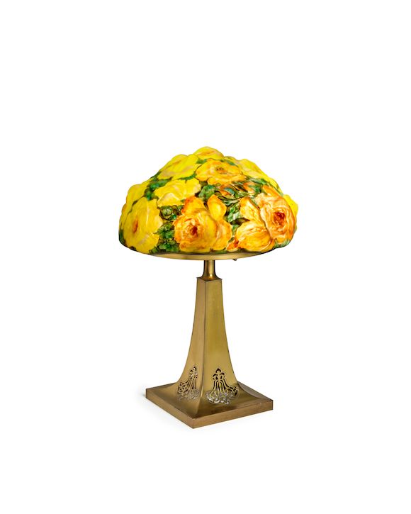 Bonhams : PAIRPOINT (1900-1970) Puffy Rose Table Lampcirca 1920reverse ...