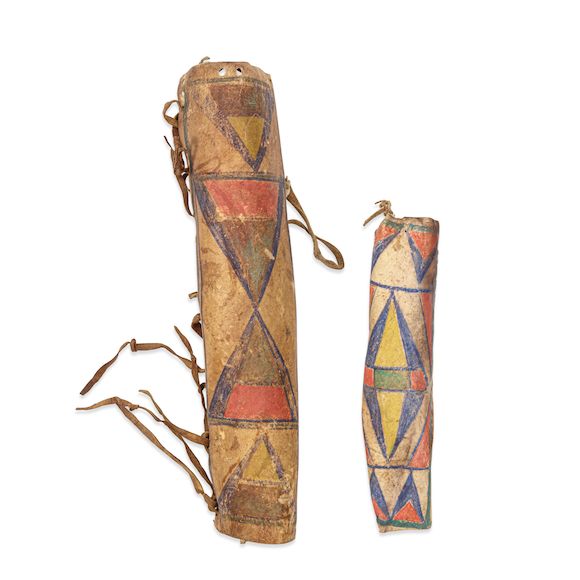 Bonhams : Two Plains or Plateau parfleche cylinder containers
