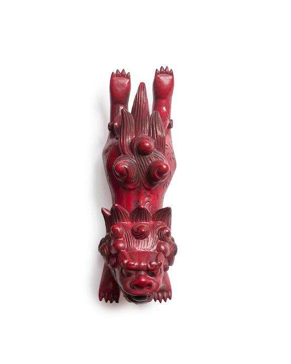 Bonhams : A RED LACQUERED-WOOD MAEDATE Edo period (1615-1868) or Meiji ...