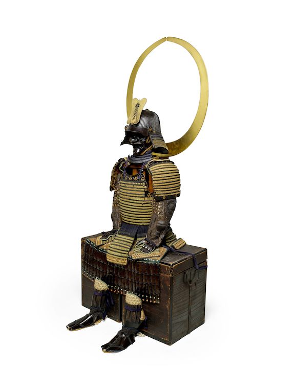 Bonhams : A FINE BLACK-LACQUER SUIT OF ARMOR WITH A BAMEN KABUTO Edo ...