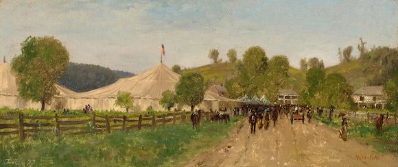 Bonhams : William Hart (1823-1894) Country Circus 5 3/4 x 12 3/4 in ...