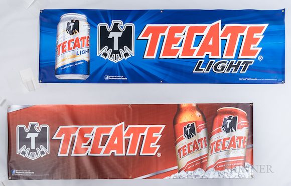 Bonhams Skinner : Two Large Vinyl Advertising Banners for Tecate Beer