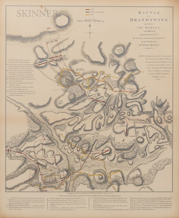 Bonhams Skinner : Framed Reprint "Battle of Brandywine" Map