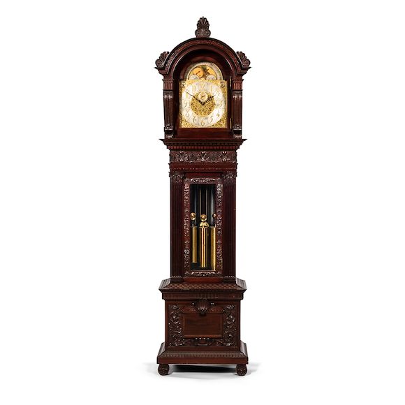 Bonhams Skinner : Walter H. Durfee & Co. Carved Mahogany Nine Tubular ...