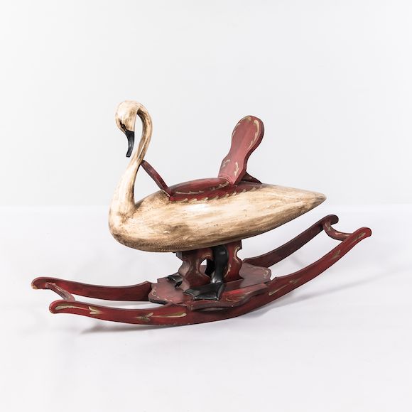 Bonhams Skinner : Carved and Painted Swan Rocker