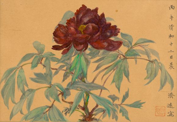 Bonhams : WANG JIYUAN (WANG CHI-YUAN, 1893-1975) Black Peony, 1966