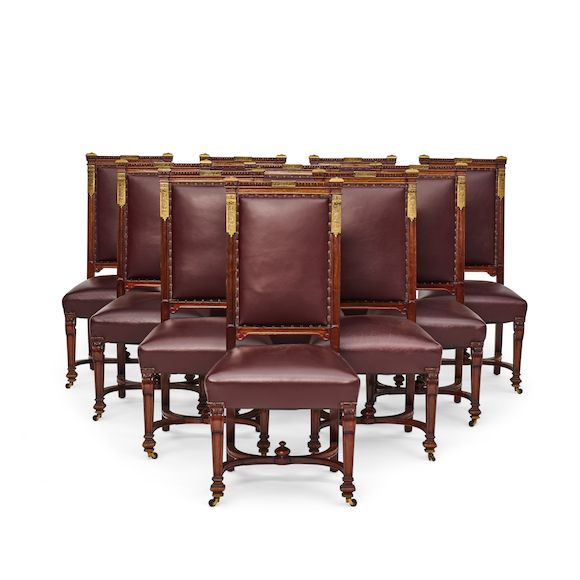 Bonhams : A SET OF TEN EGYPTIAN REVIVAL STYLE GILT BRONZE MOUNTED ...