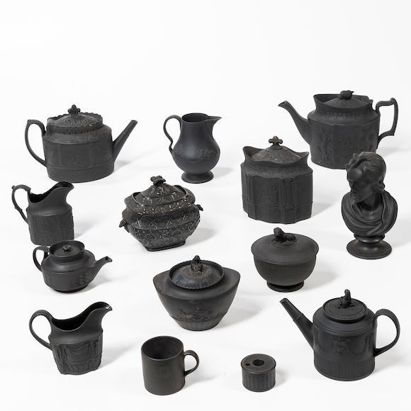 Bonhams Skinner : Fourteen Assorted English Black Basalt Items