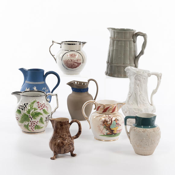 Bonhams Skinner Nine English Pottery Jugs