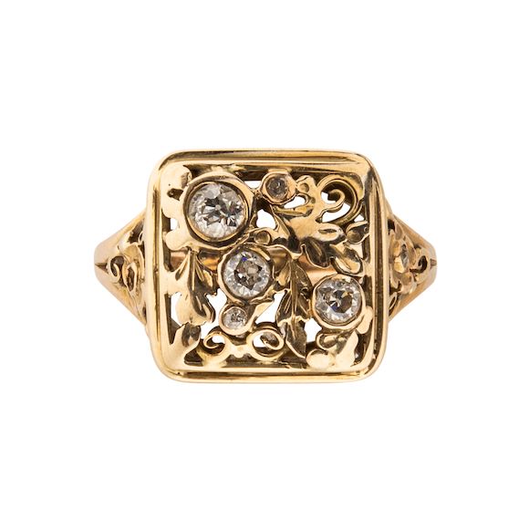 Bonhams Skinner : ATTRIBUTED TO EDWARD OAKES: A GOLD AND DIAMOND RING