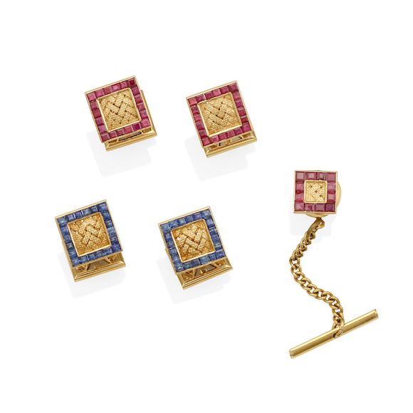 Bonhams : LAYKIN ET CIE: A GROUP OF 18K GOLD AND GEM-SET JEWELRY, FRANCE