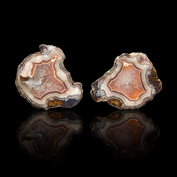 Bonhams : Laguna "Shadow" Agates --A Slab and Geode "Split"