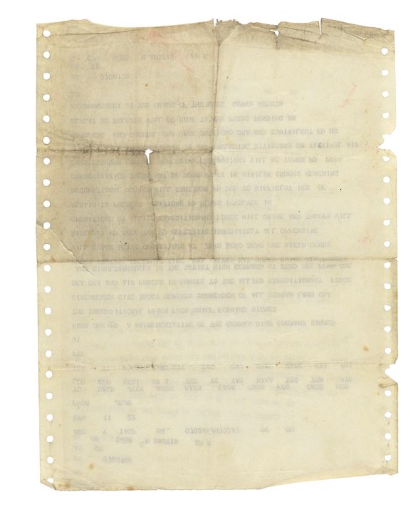 Bonhams : V.E. DAY UNCONDITIONAL SURRENDER OF GERMANY TELEX. Original ...