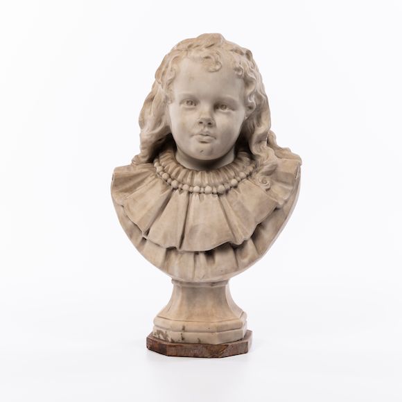 Bonhams Skinner : Carved Marble Bust of a Girl