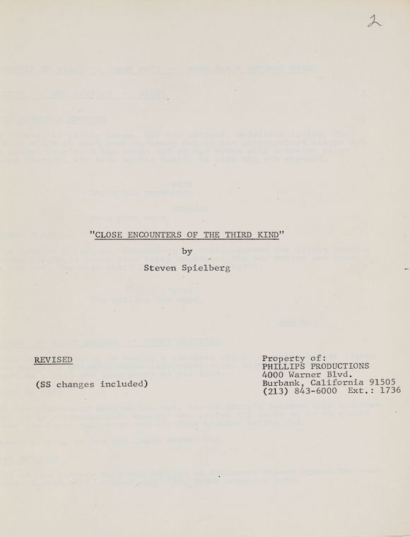 Bonhams : TWO SCRIPTS FOR STEVEN SPIELBERG MOVIES: A BOY'S LIFE [E.T ...