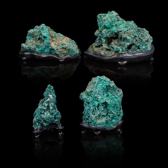 Bonhams : Four Rough Malachite Specimens