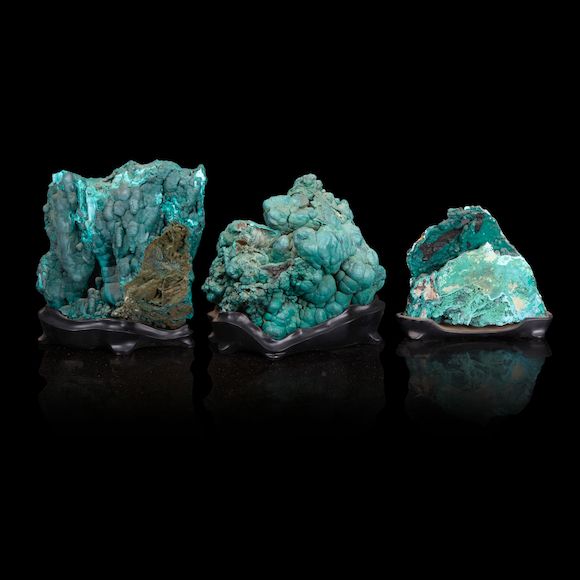 Bonhams : Three Malachite Specimens with Botryoidal Growth