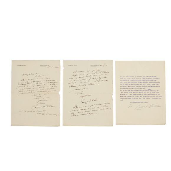 Bonhams : A COLLECTION OF CONRAD VEIDT SIGNED LETTERS, 1926-1928